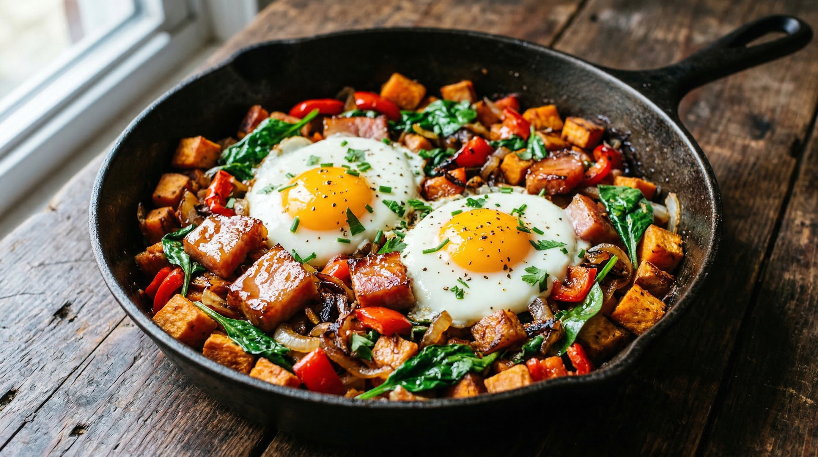 Canadian Bacon & Sweet Potato Skillet – Opa's Smoked Meats